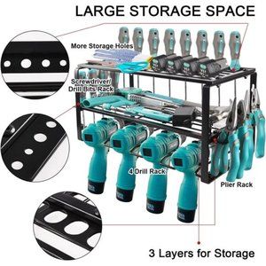 Wall Decor | Power Tool Organizer 3 Layers Drill Holder Wall Mount ...